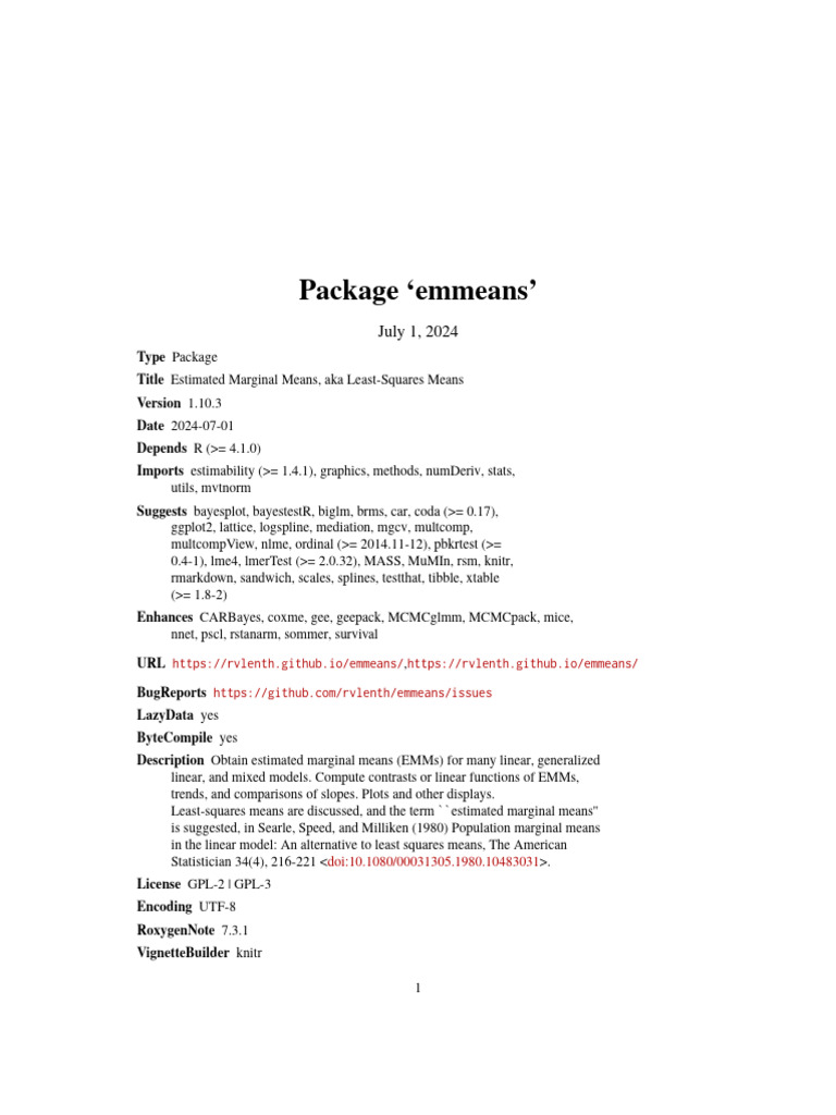 Emmeans | PDF | Least Squares | Function (Mathematics)