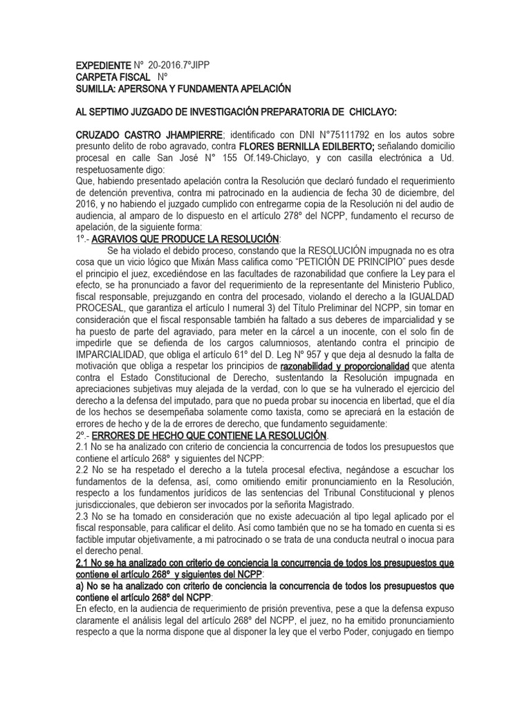 Modelo de Recurso de Apelacion | PDF | Debido al proceso | Ley procesal