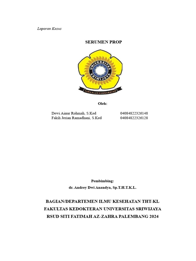 Laporan Kasus - Serumen Propi - RSSF | PDF