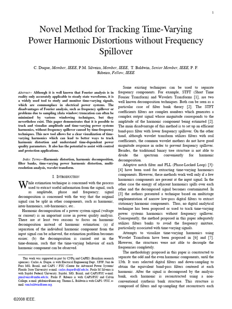 Novel Method For Tracking Time-Varying Power Harmonic Distortions Without Frequency Spillover ...