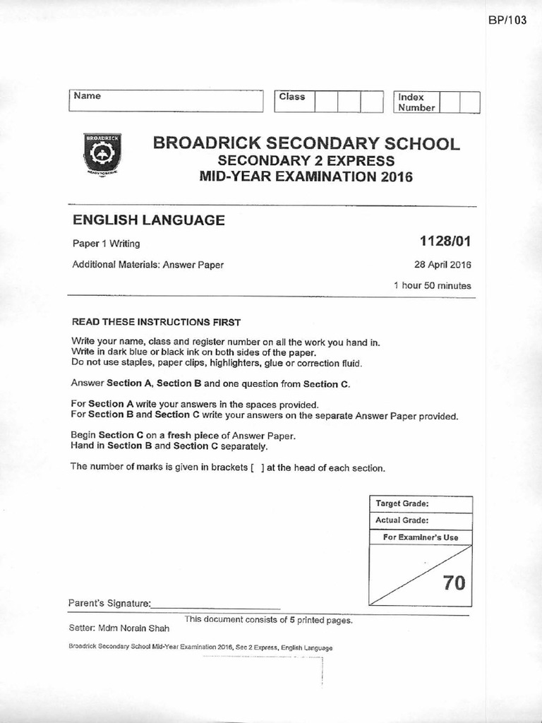 Sec-2-Express-English-Broadrick-Secondary Paper | PDF