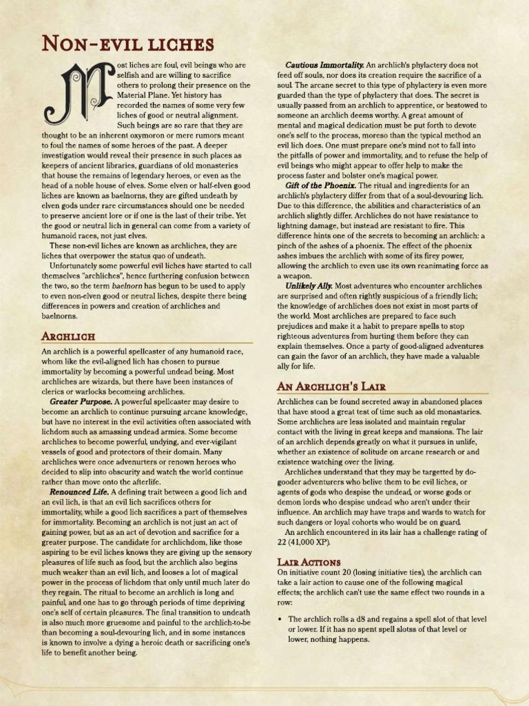 HB D&D 5e - (Class) Archlich | PDF