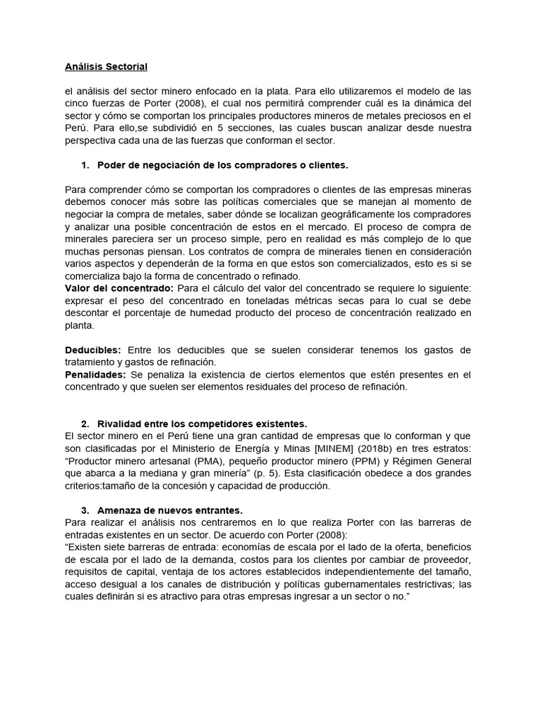 Analisis Sectorial | PDF | Minería | Business