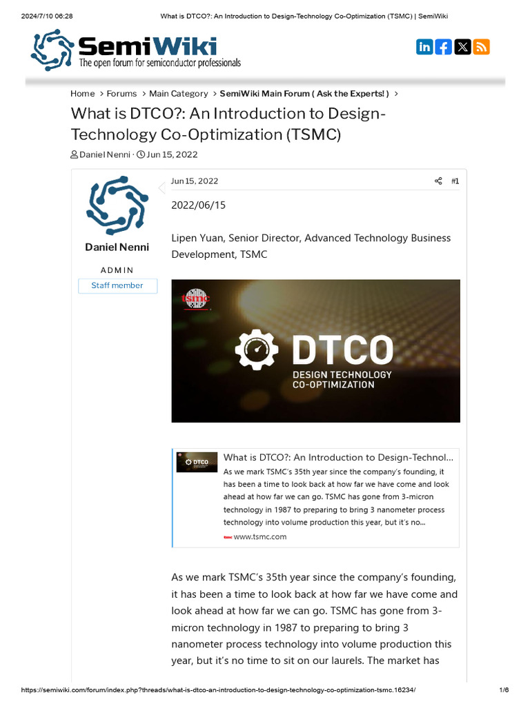 What Is DTCO - An Introduction To Design-Technology Co-Optimization (TSMC) - SemiWiki | PDF ...