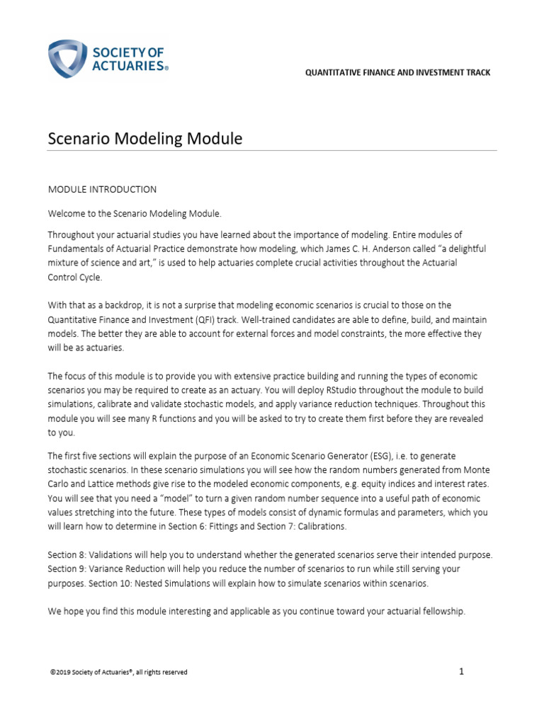 Scenario Modeling Module Overview | PDF | Simulation | Monte Carlo Method