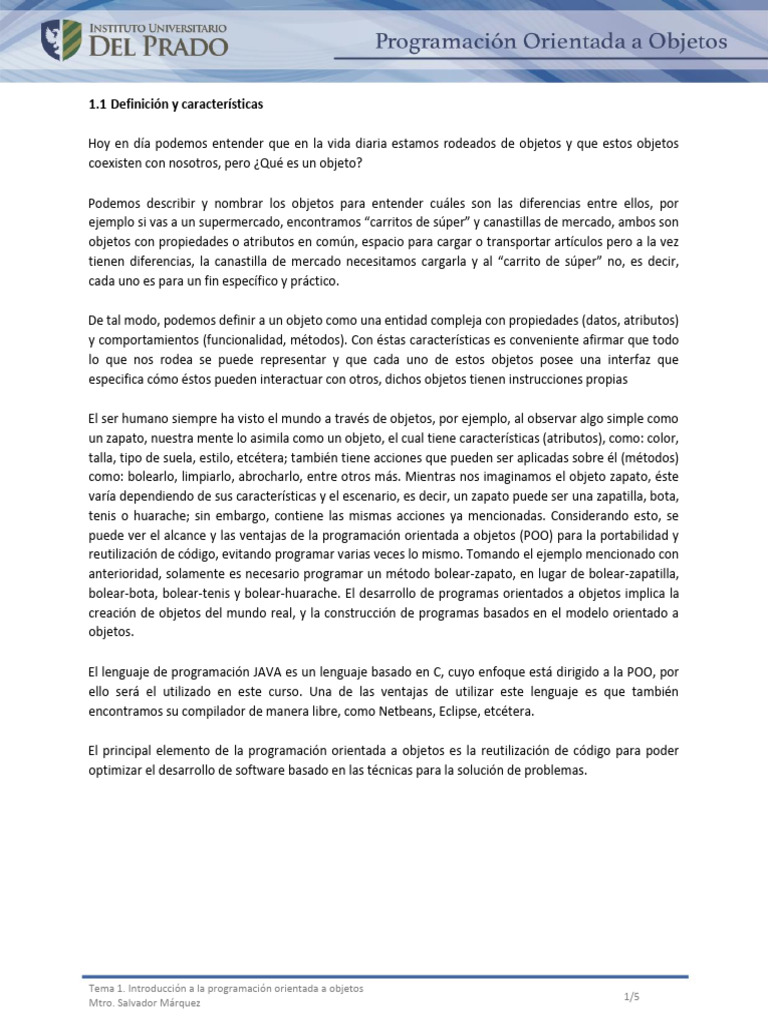 Introducción a POO y UML en Java | PDF | Objeto (informática ...