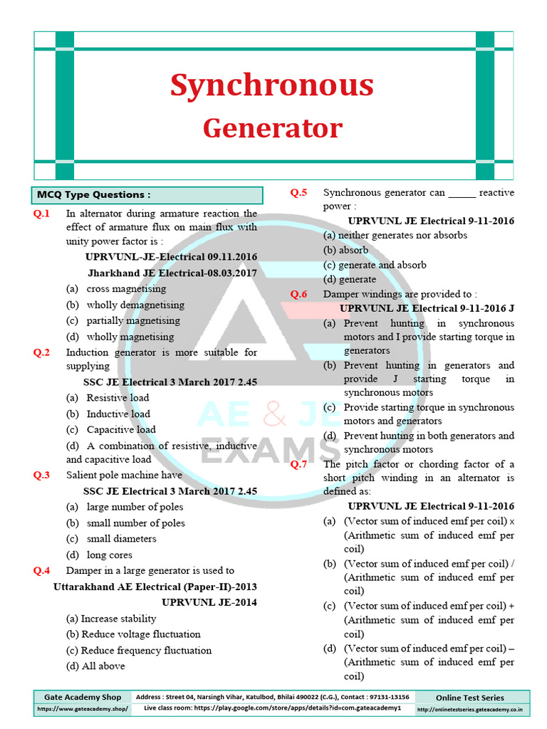 025c8c24f636f-1 Synchronous Generator | PDF | Inductor | Electric Motor