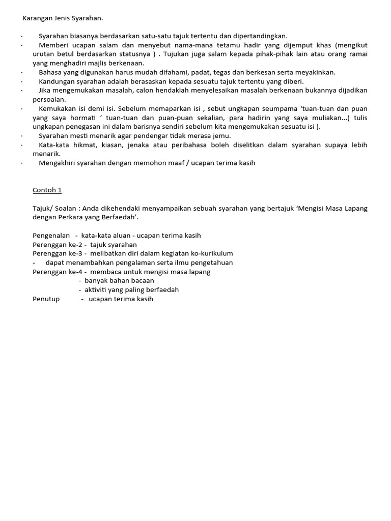 Karangan Jenis Syarahan | PDF