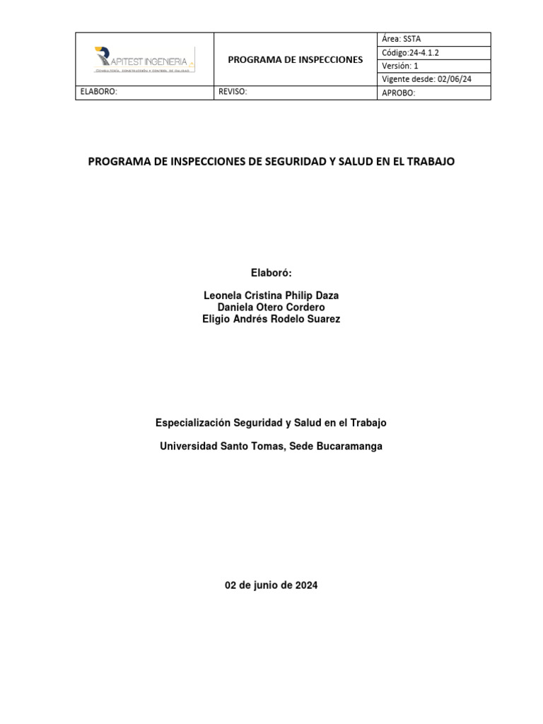 Programa de Inspeccion | PDF