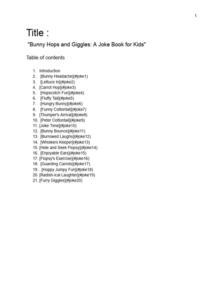 Bunny Hops and Giggles - A Joke Book For Kids | PDF | Rabbit | Lagomorphs
