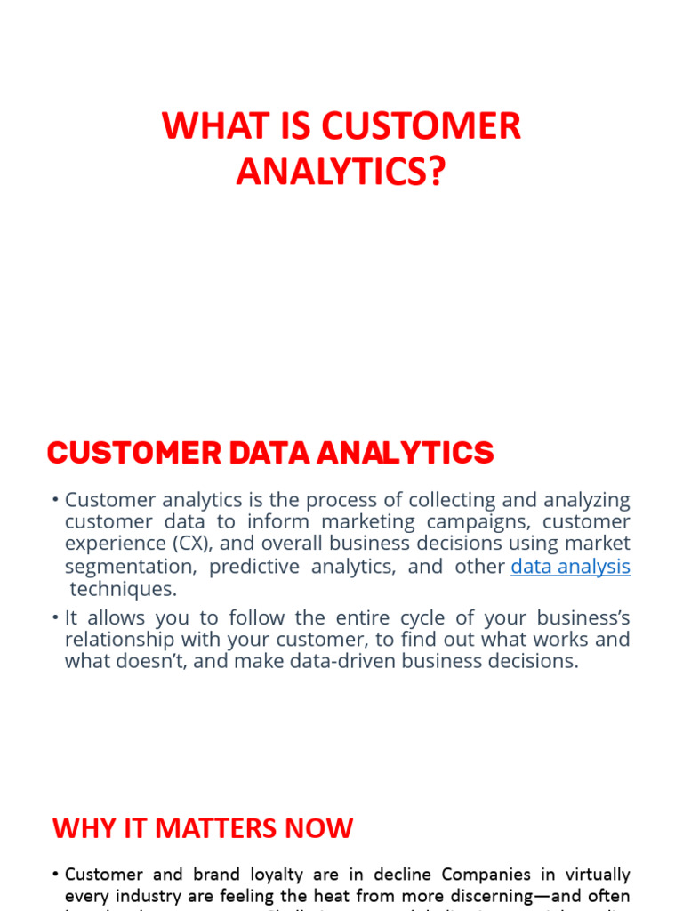 Lesson 1 - Customer Analytics | PDF | Analytics | Data Analysis