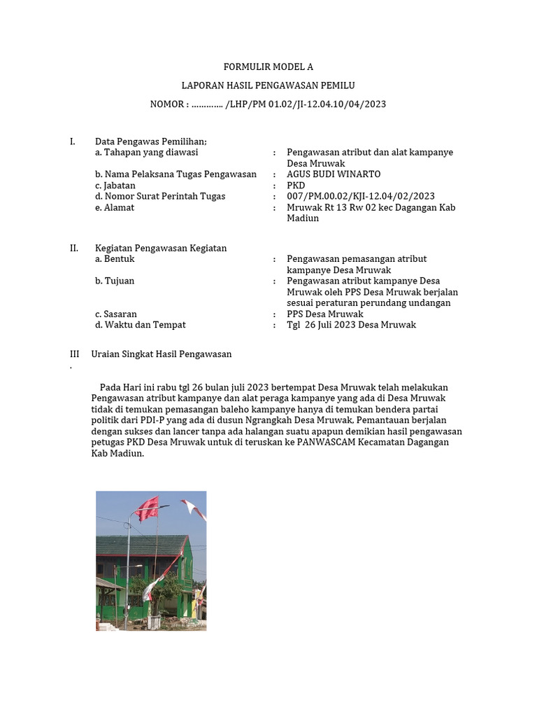 FORMULIR MODEL A TGL 26 Juli | PDF | Hukum