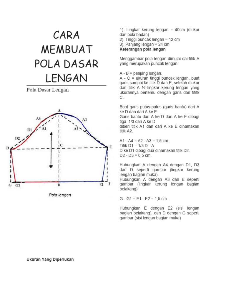 Cara Membuat Pola Dasar Lengan | PDF