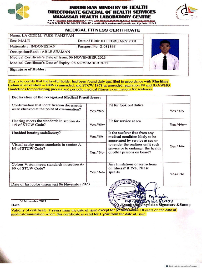 9 Medical Certificate La Ode M. Yudi Yah | PDF