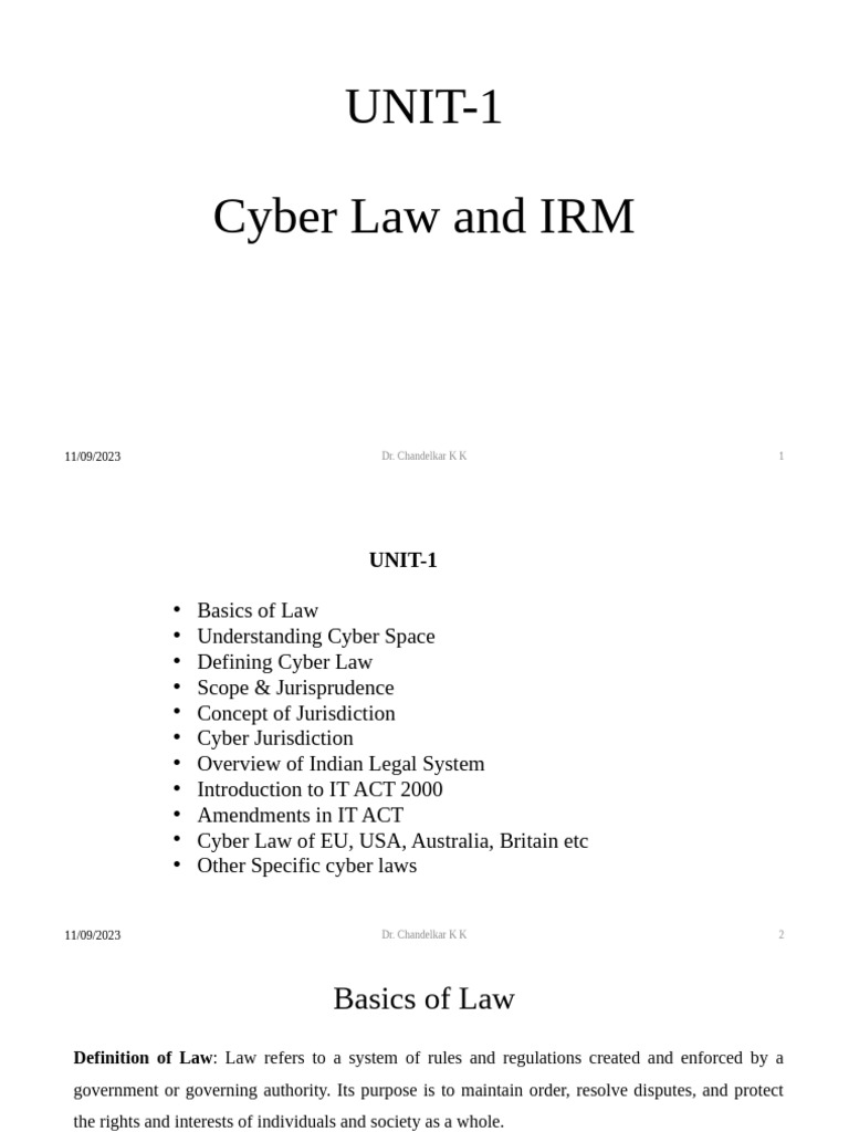 Cyber Law-Unit 1 | PDF | Jurisdiction | Cybercrime