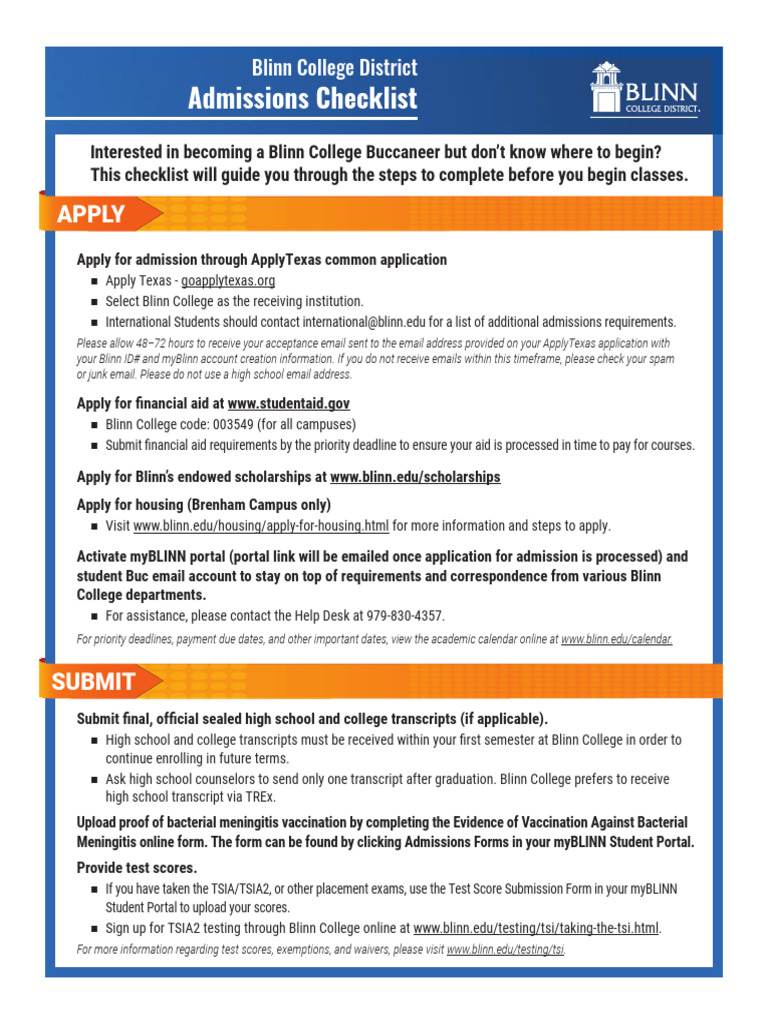 Admissions Checklist | PDF