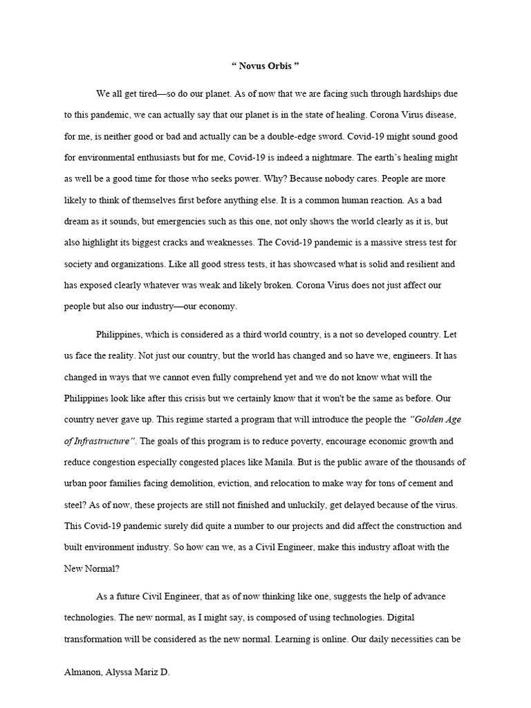 Reaction Paper Example | PDF | Pandemic