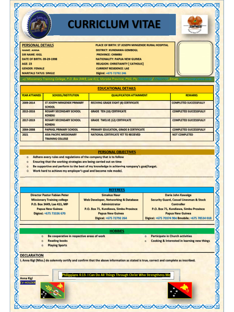 CV Anna Kigl | PDF | Papua New Guinea