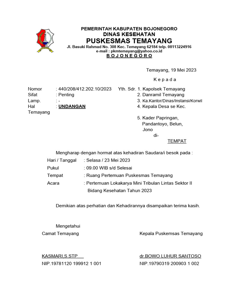 Undangan Lokakarya GERMAS Temayang | PDF