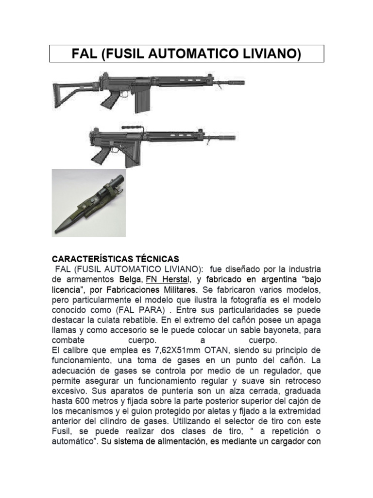 Fal (Fusil Automatico Liviano) | PDF | Revista (armas de fuego) | Rifle