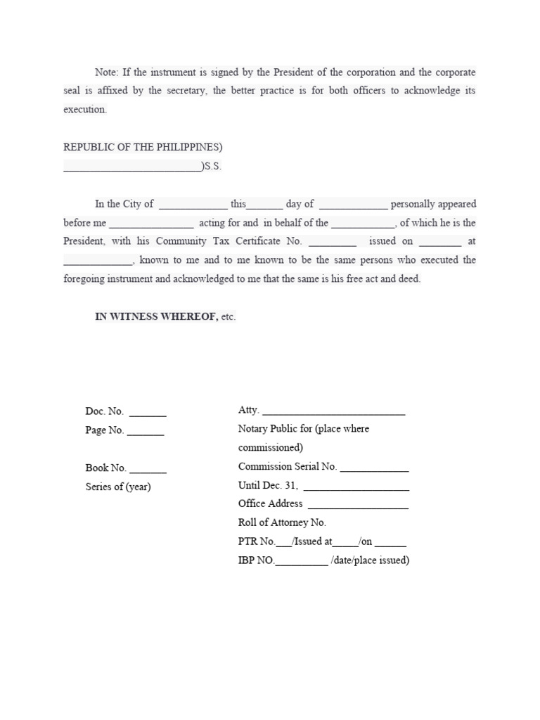 Corporate Acknowledgment Procedure | PDF