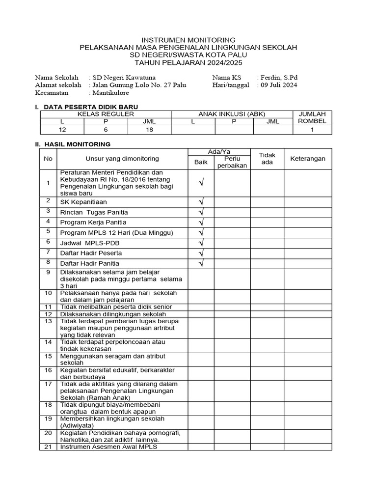 Instrumen Monitoring MPLS 2024 | PDF