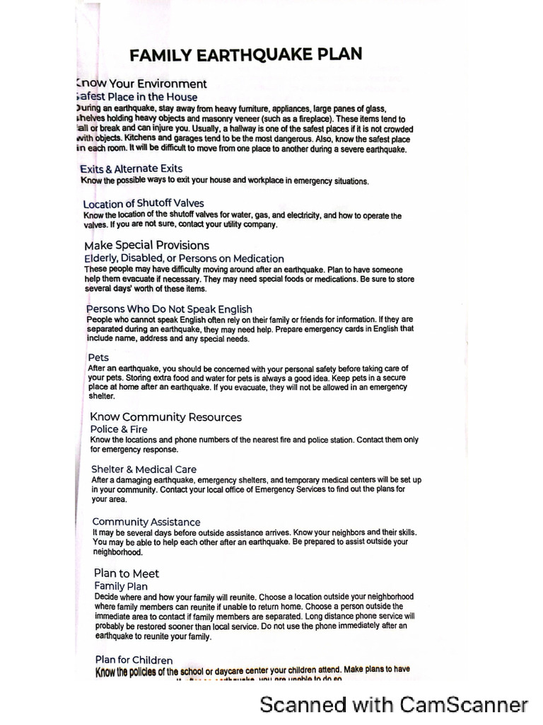 Family Preparedness Plan | PDF