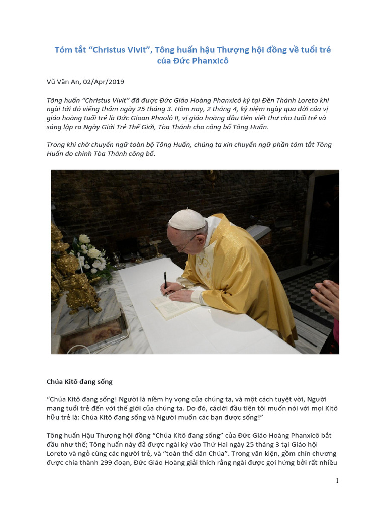 Tom Tat Tong Huan Christus Vivit | PDF
