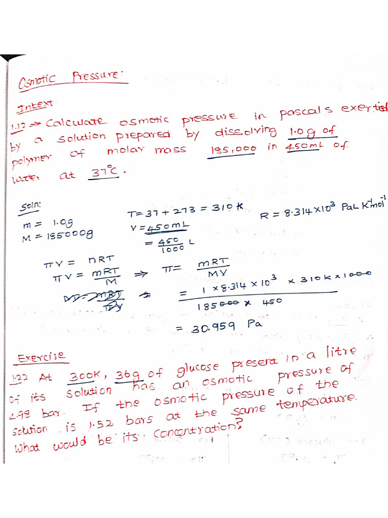 Osmotic Pressure Problems | PDF
