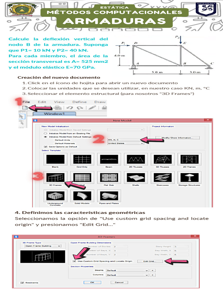Método Computacionales SAP2000 Armaduras | PDF