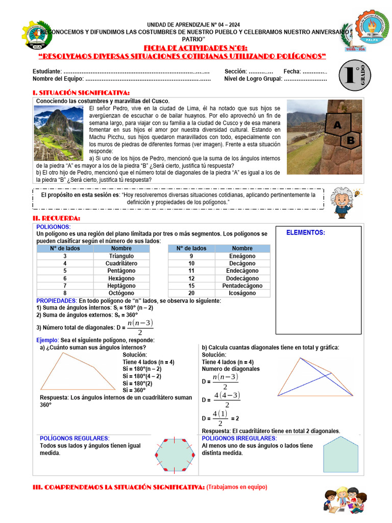 Ficha 1-1ero-Ua4-2024 | PDF | Geometría Convexa | Geometría del plano euclidiano