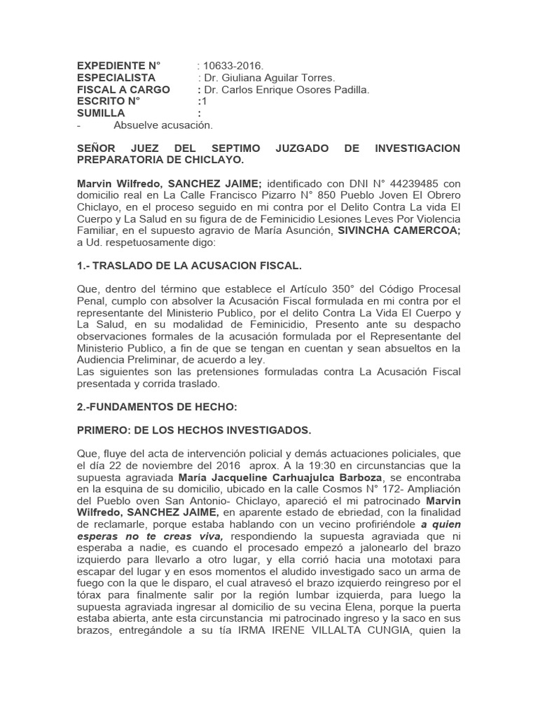 Absolucion de Control de Acusacion Marvin | PDF | Fiscal | Castigos