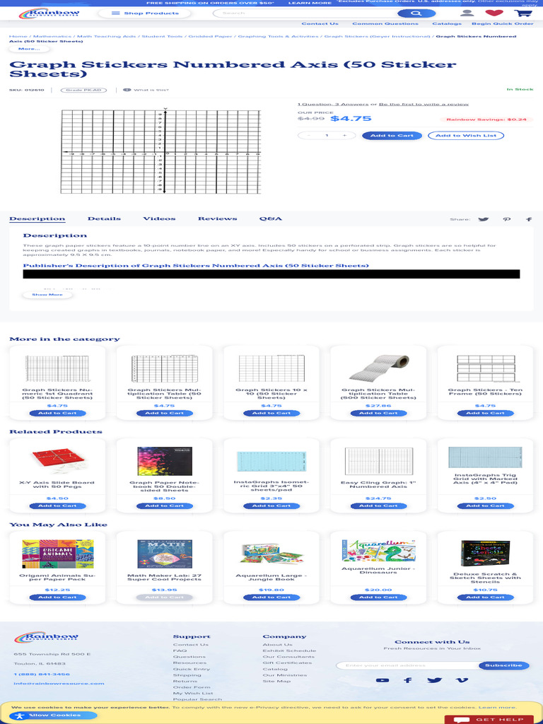 Graph Stickers Numbered Axis (50 Sticker Sheets) | Download Free PDF ...