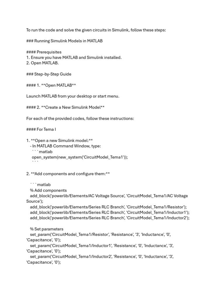 To run the code and solve the given circuits in Simulink | PDF | Electrical Resistance And ...