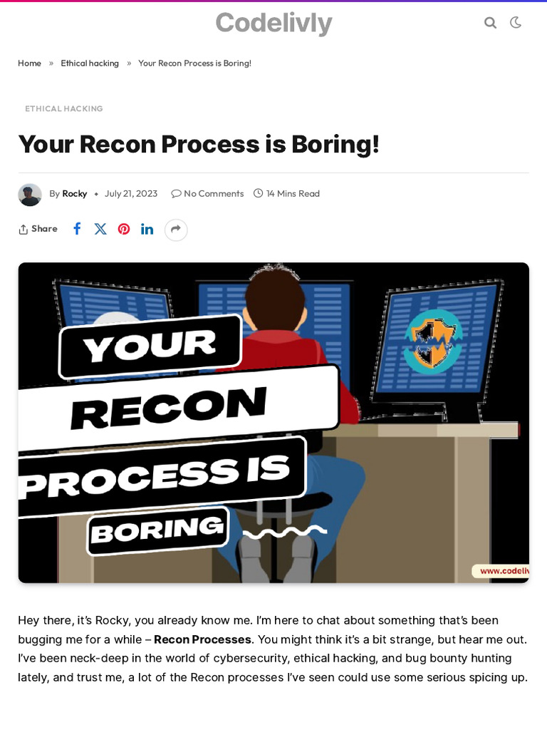 Your Recon Process Is Boring! - Codelivly | PDF | Security Hacker ...