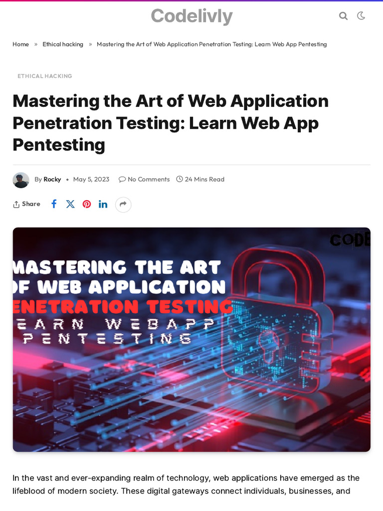 Mastering The Art Of Web Application Penetration Testing Learn Pdf Dynamic Web Page Security