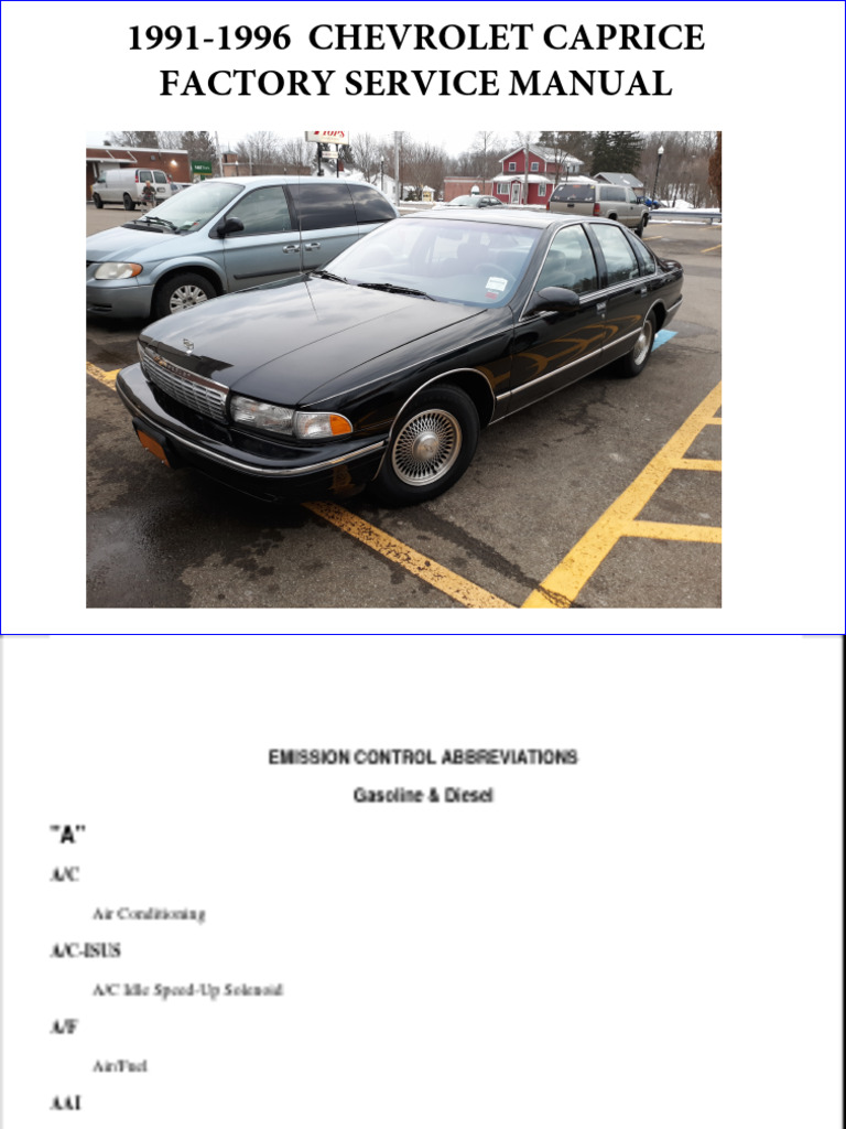 Chevrolet Caprice 1991 1996 Factory Service Manual | PDF | Diesel ...