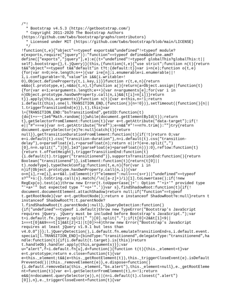 Bootstrap Bundle Min Js | PDF | Integrated Development Environment | J Query