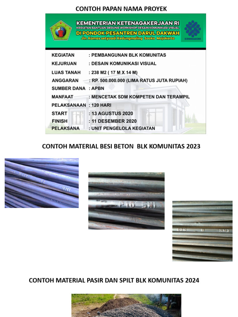 Contoh Material Konstruksi BLK 2024 | PDF