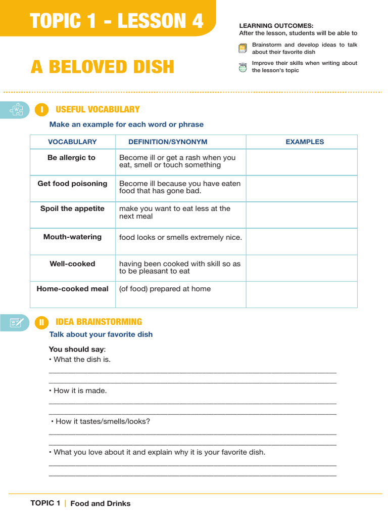 Discussing Your Favorite Dish | PDF | Food And Drink Preparation | Cooking