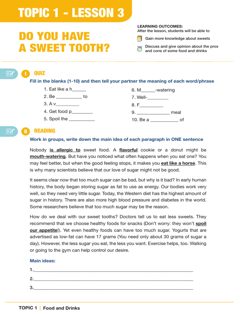 L3 - DO YOU HAVE A SWEET TOOTH | PDF | Healthy Diet | Sugar