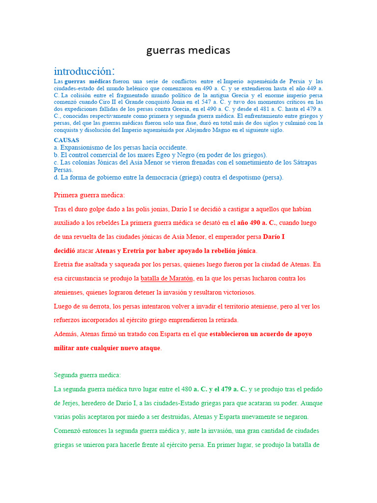 Guerras Medicas Dialogos | PDF | Guerras Greco Persas | Antigua Grecia
