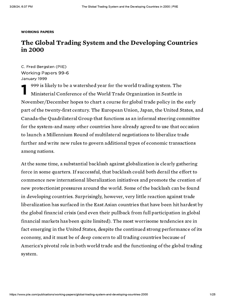 The Global Trading System and The Developing Countries in 2000 - PIIE ...