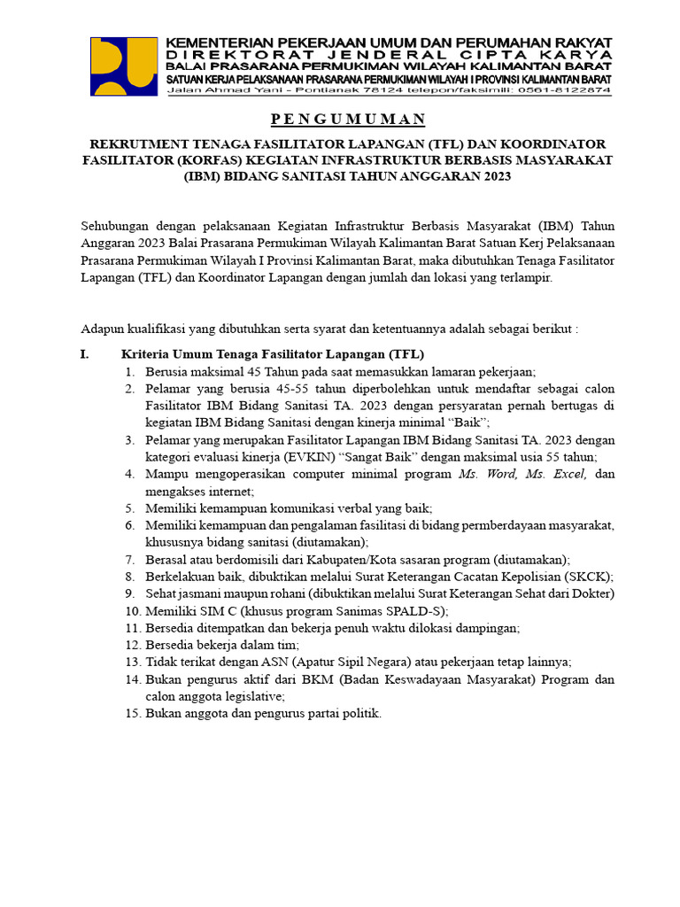 Rekrutmen TFL IBM 2023 | PDF | Pengelolaan Keuangan & Uang