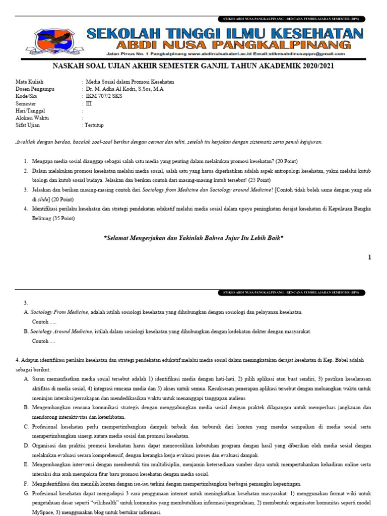 Naskah Uas 2020-2021 | PDF