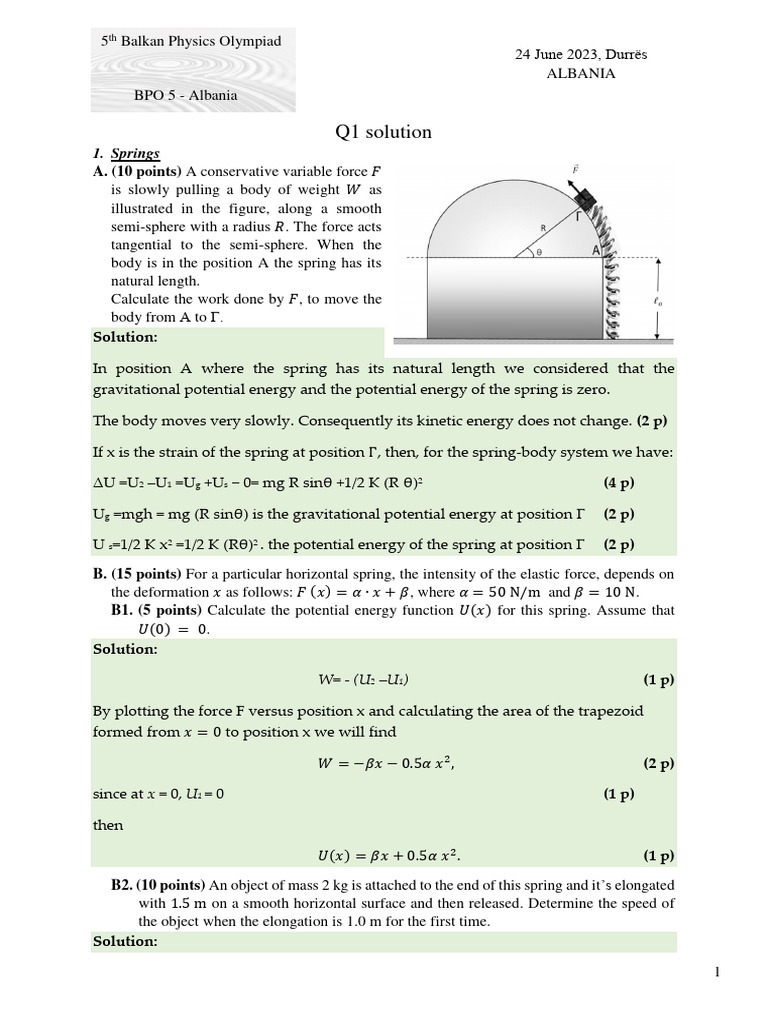 2023-sol | PDF | Force | Potential Energy