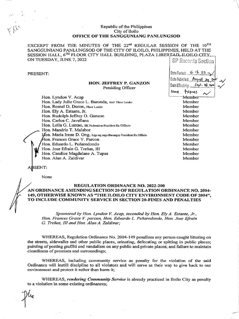 Ro 2022-200 Ordinance Amending Section 20 of Regulation Ordinance No ... Ro 2022-200 Ordinance Amending Section 20 of Regulation Ordinance No ...