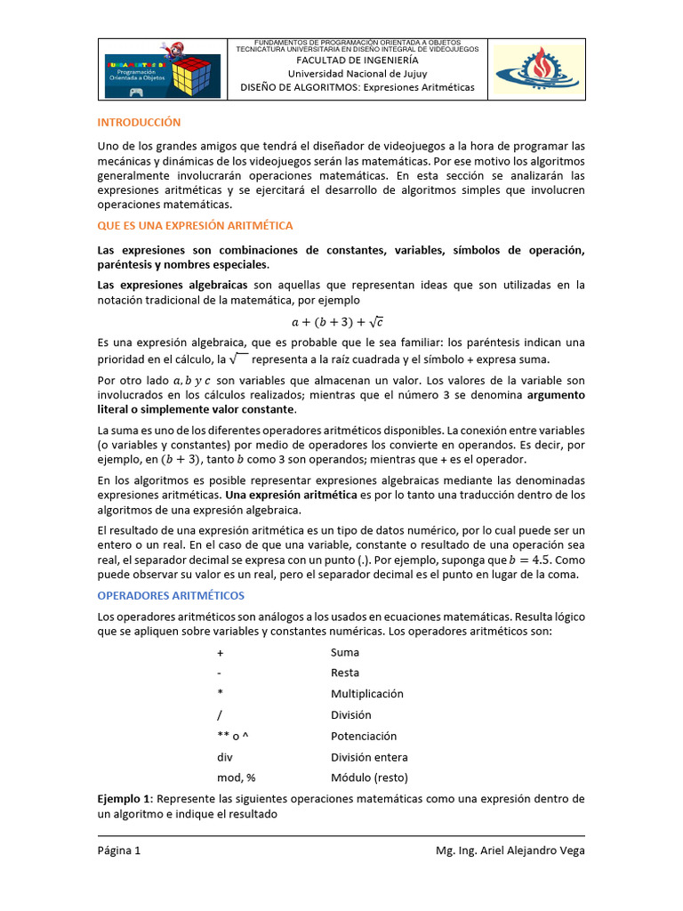 04 Expresiones Aritmeticas | PDF | Aritmética | Variable (Matemáticas) 04 Expresiones Aritmeticas | PDF | Aritmética | Variable (Matemáticas)