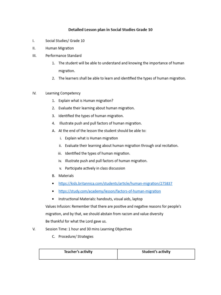 Lesson Plan | PDF | Human Migration | Lesson Plan