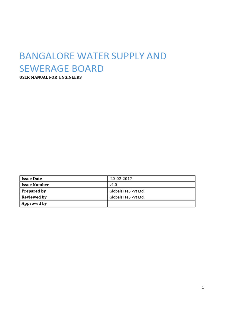 BWSSB UserManual EngineersCopy v1.0 | PDF | Login | Fee